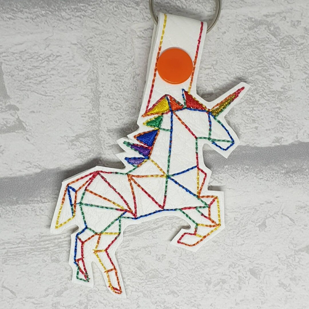 Unicorn Geometric Keyring, Cute Keyring, Book Bag Tag, Unicorn Keyring ...