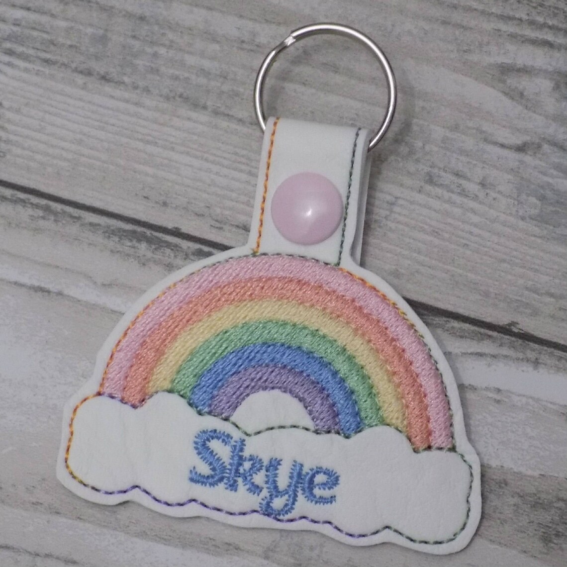 Rainbow keyring personalised rainbow keyring book bag tag | Etsy
