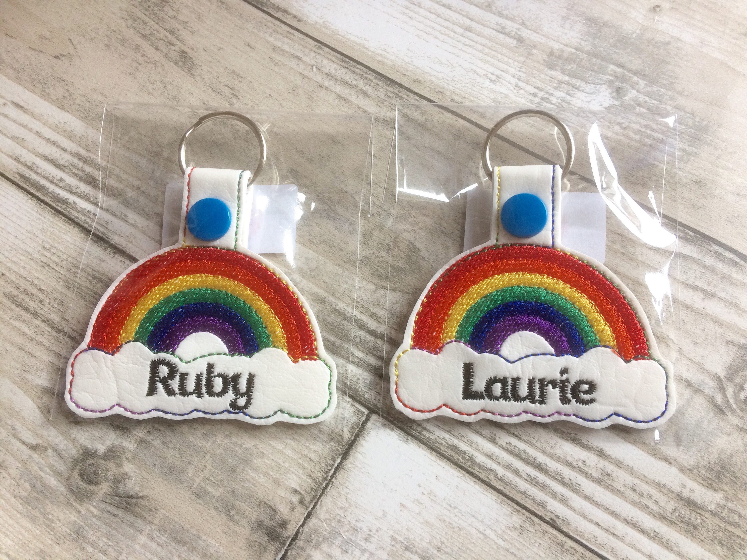Personalised Rainbow Keyring Rainbow Keychain Book Bag Tag - Etsy UK