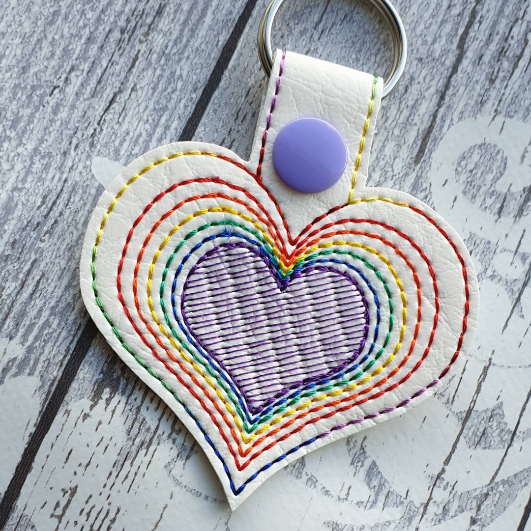 Rainbow Heart Keyring, Book Bag Tag, Rainbow Keyring, Back to School ...