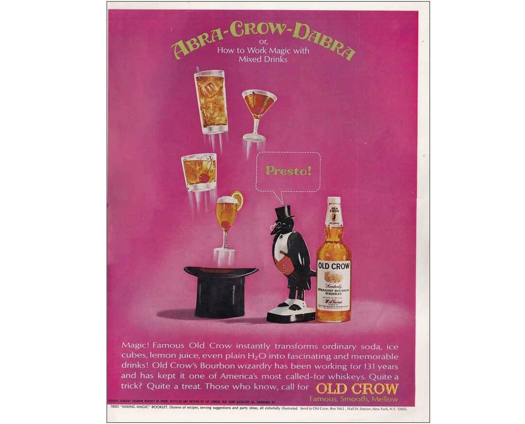 Original 10 X 13 Inches 1966 Old Crow Whiskey Advertisement, Old Crow ...