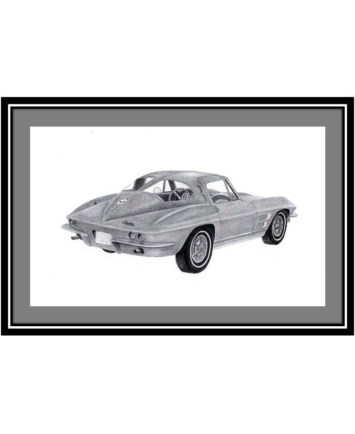 Print of My Drawing of a 1963 Corvette Corvette Wall - Etsy