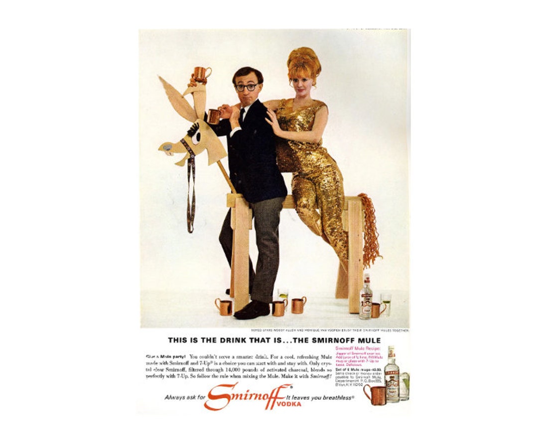 Original 10 X 13 Inches 1966 Vodka Ad, 1966 Woody Allen Advertisement ...