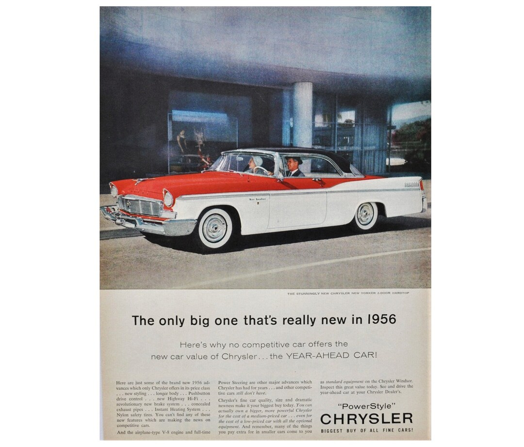 Original 10 X 13 Inches 1956 Advertisement for a Chrysler , Chrysler ...