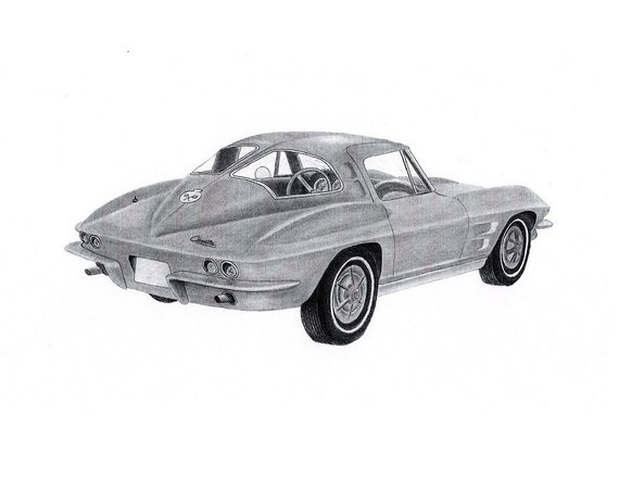 Print of My Drawing of a 1963 Corvette Corvette Wall | Etsy