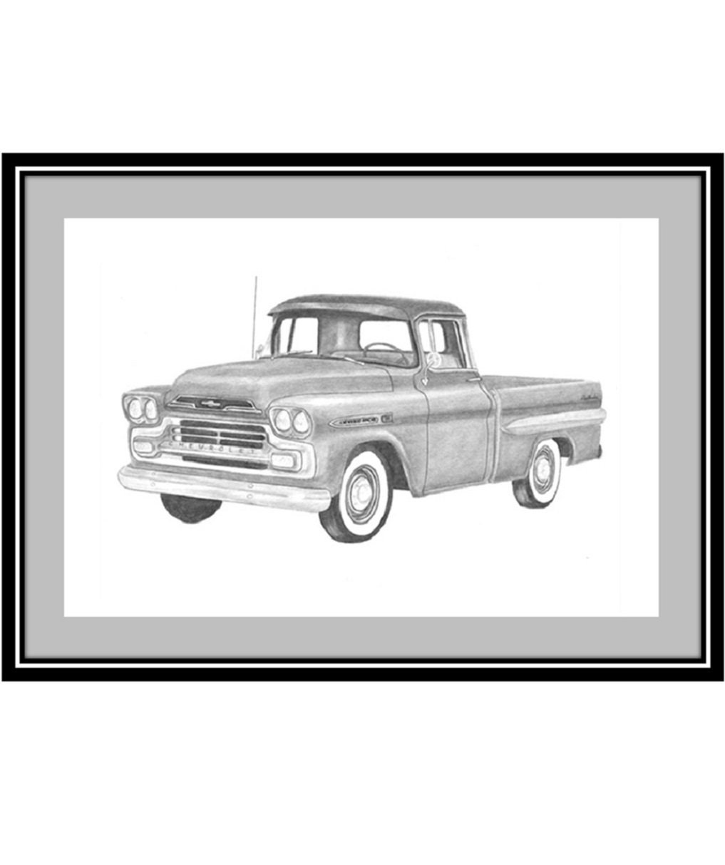 Print of My Pencil Drawing of a 1958 - 1959 Chevrolet Apache, - Etsy