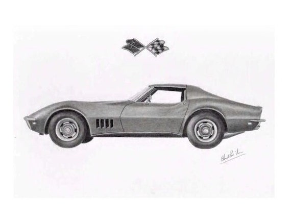 Corvette Pencil Drawing
