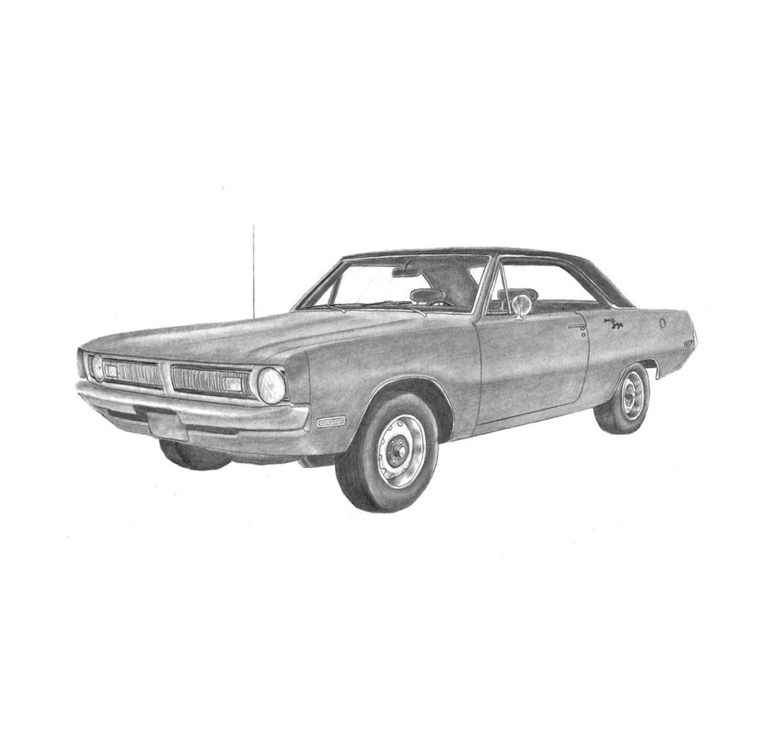 Print of My Drawing of a 1970 Dodge Dart Swinger Drawing, Dodge Dart ...
