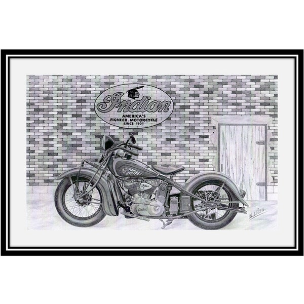 Motorcycle Pencil Drawing - Etsy