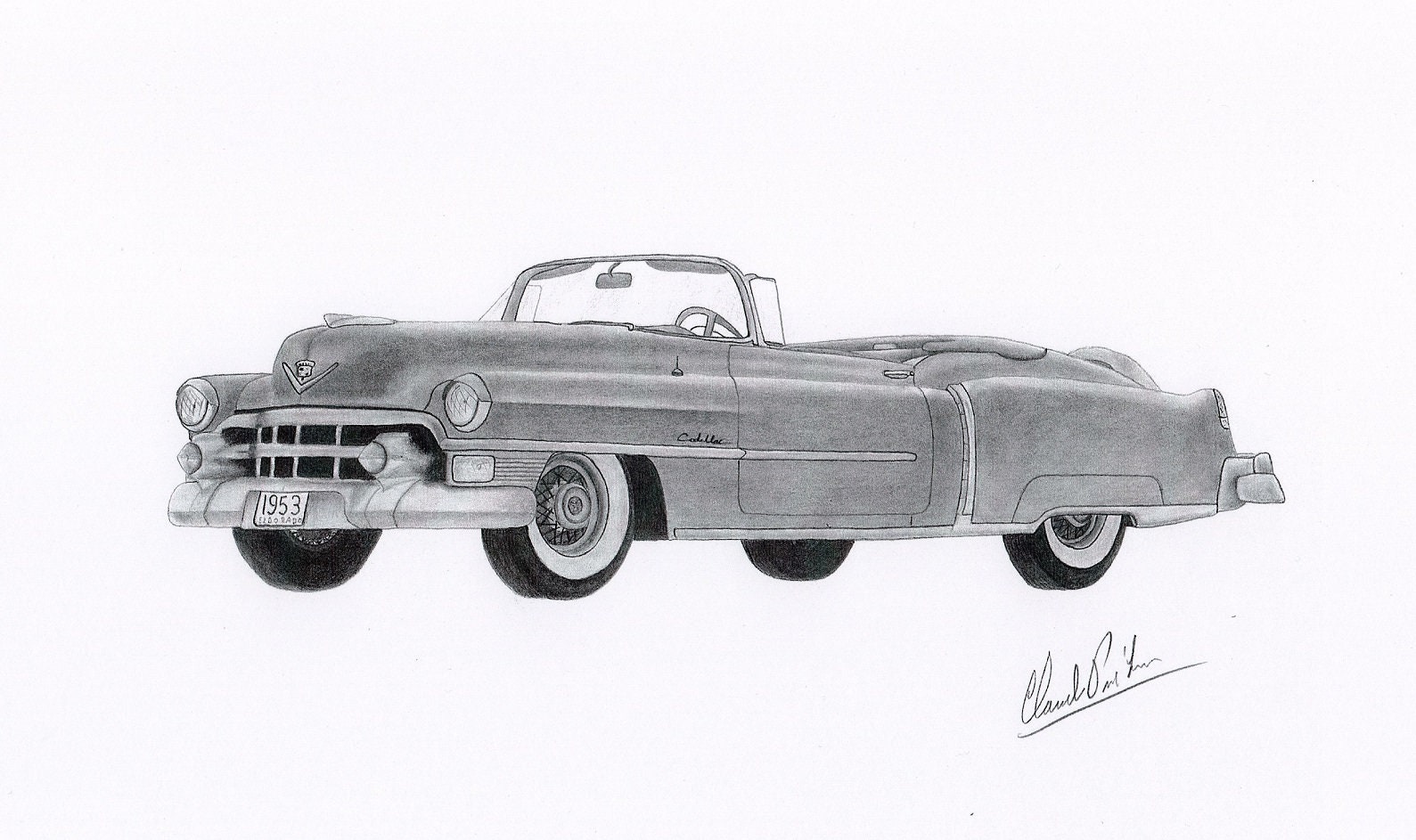 Print of My 1953 Cadillac Drawing Cadillac Wall Decoration - Etsy