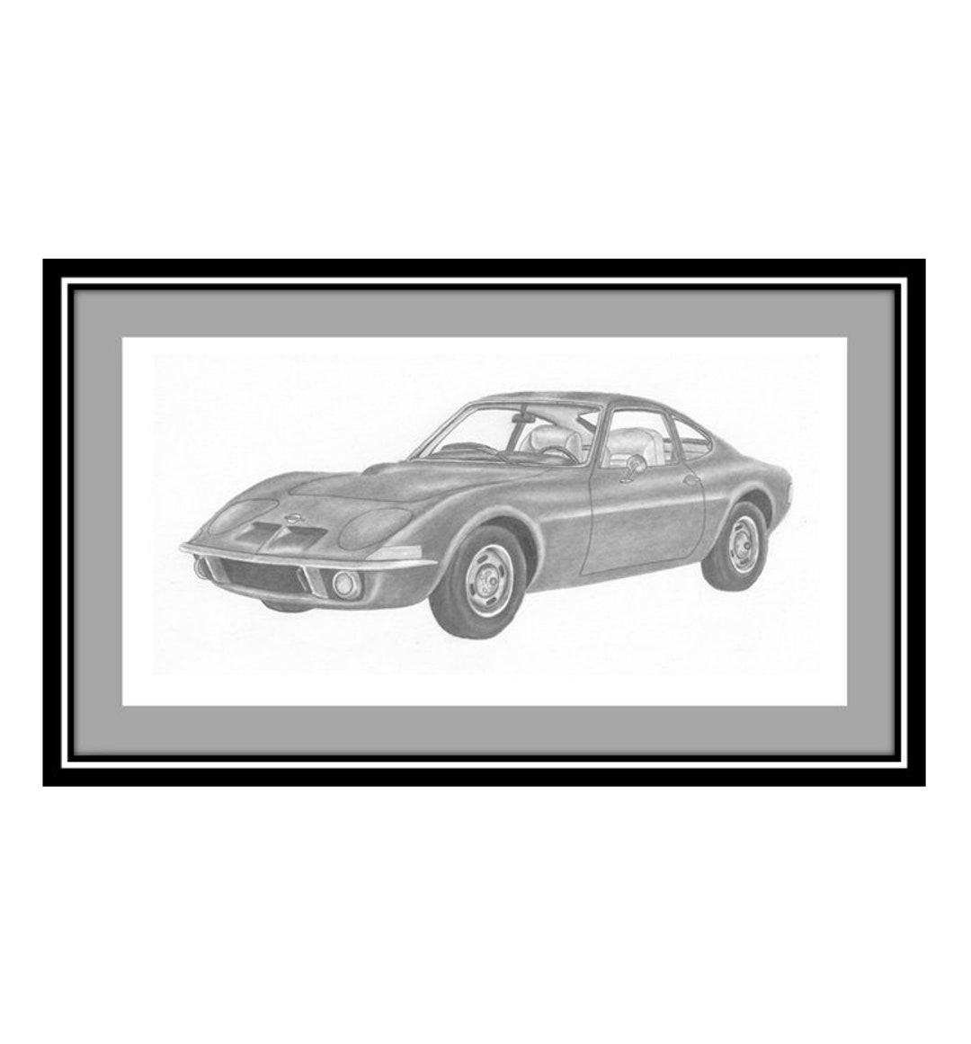 Print of My Original Drawing of a 1968 to 73 Opel GT, Opel Wall ...
