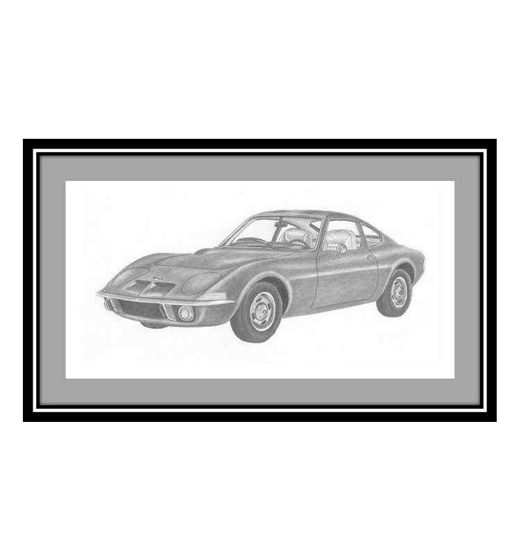 Print of My Original Drawing of a 1968 to 73 Opel GT, Opel Wall ...