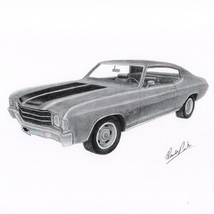 Print of My Drawing of a 1972 Chevelle , Chevelle Wall Decoration - Etsy