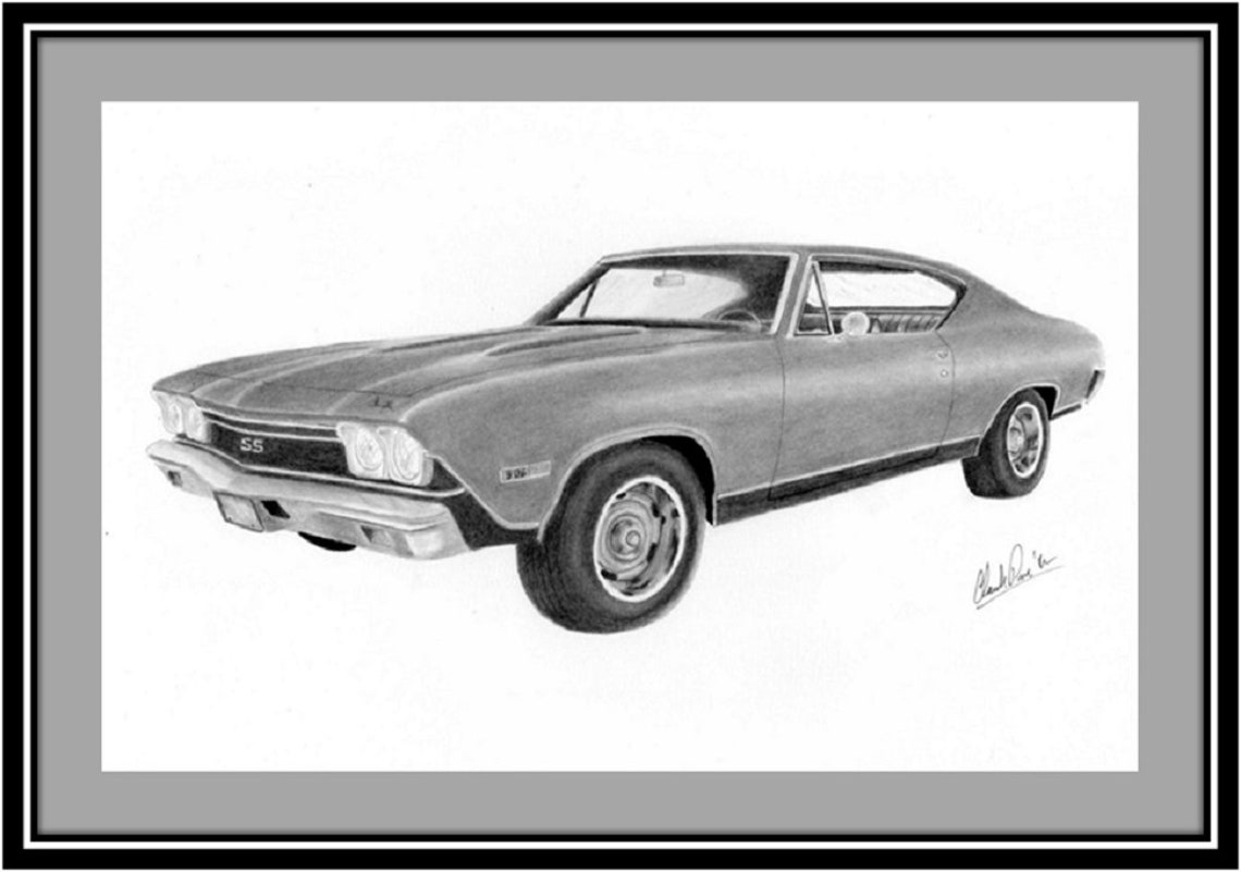 Print of My Drawing of a 1968 Chevelle , Chevelle Wall Decoration, - Etsy