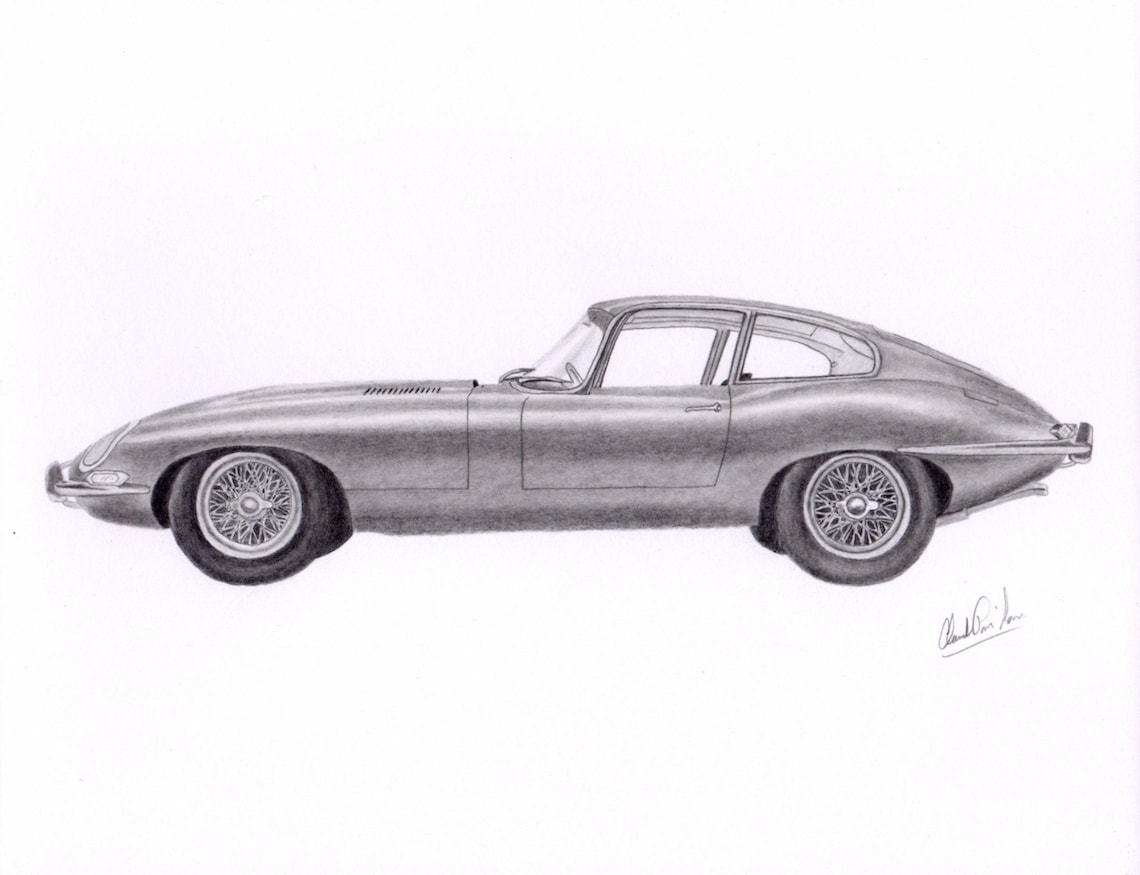 Print of My Drawing of a Jaguar E-type or XKE , Jaguar Wall Decoration ...