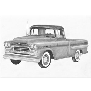 Print of My Pencil Drawing of a 1958 1959 Chevrolet Apache, - Etsy Israel