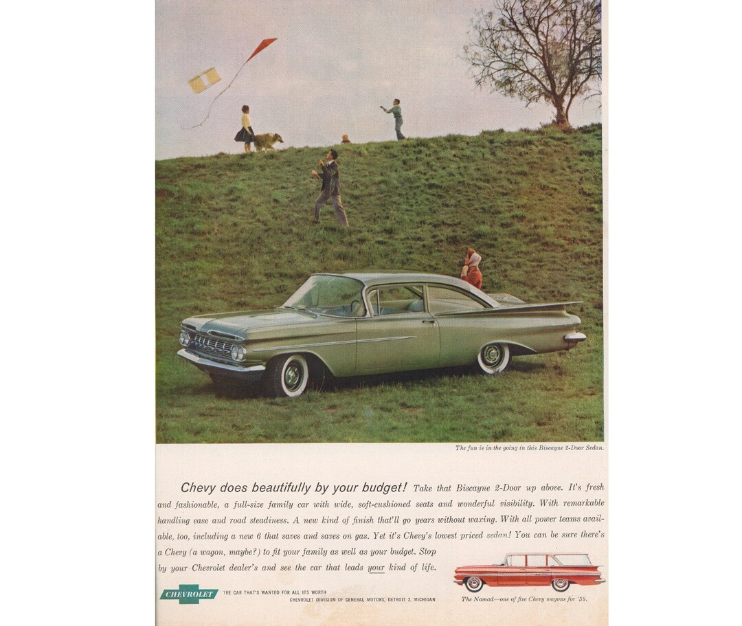 Original 10 X 13 Inches 1959 Chevrolet Advertisement, Chevrolet Wall ...