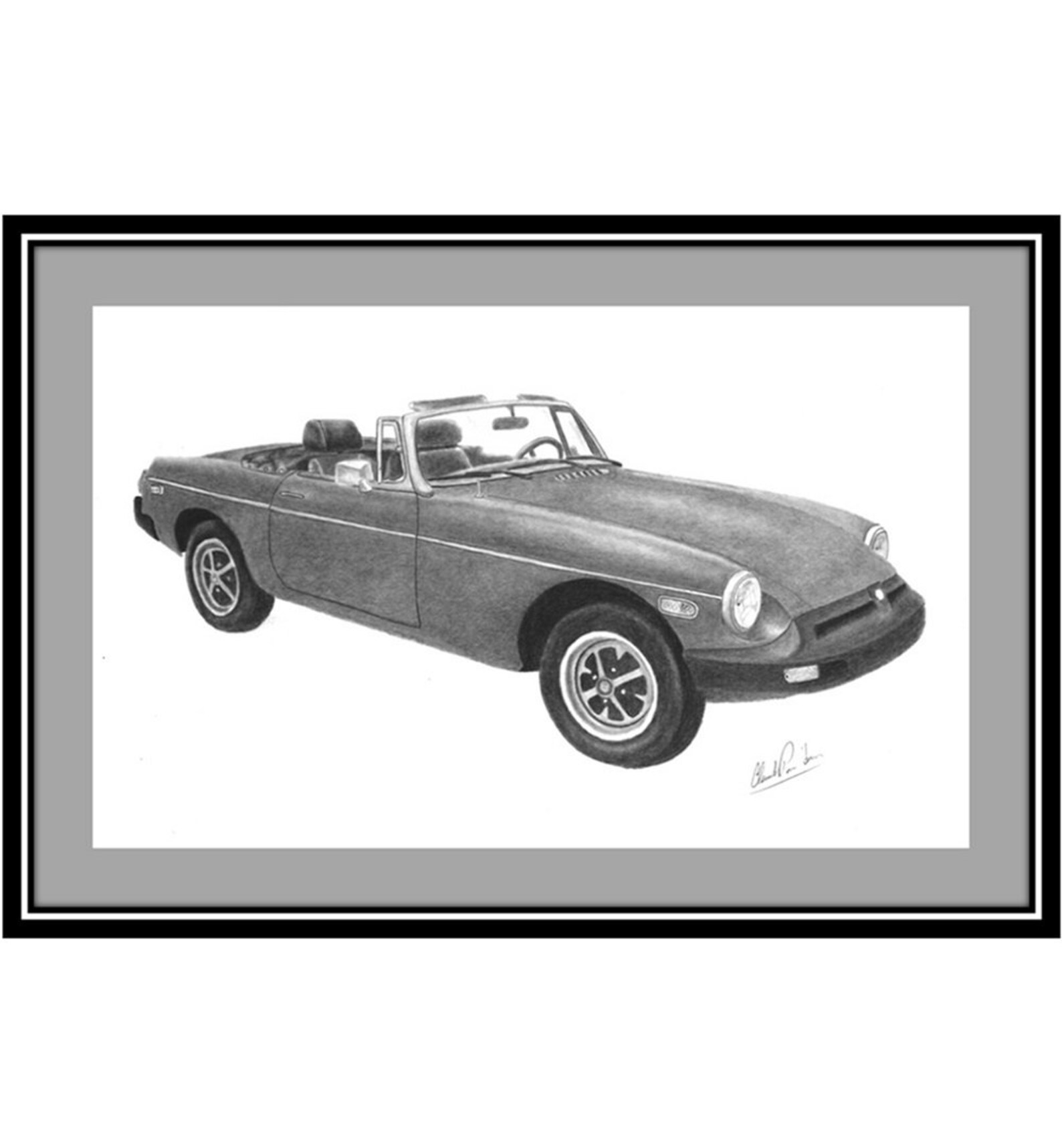 MG Wall Decoration, Print of My Pencil Drawing of a 1974 MGB , - Etsy ...