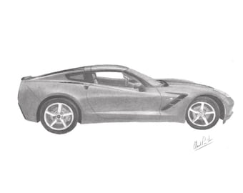 Corvette C7 Drawing - Etsy