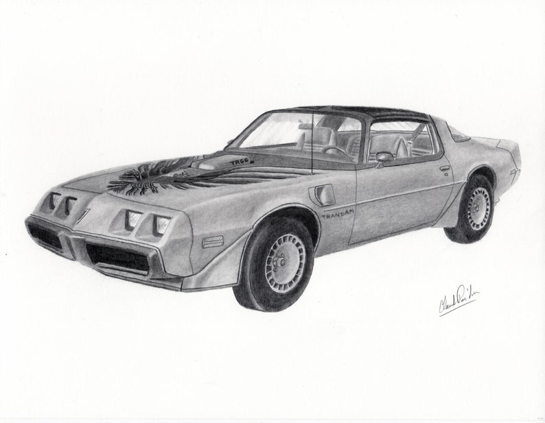 Firebird Trans-am Wall Decoration Print of My Drawing of a - Etsy
