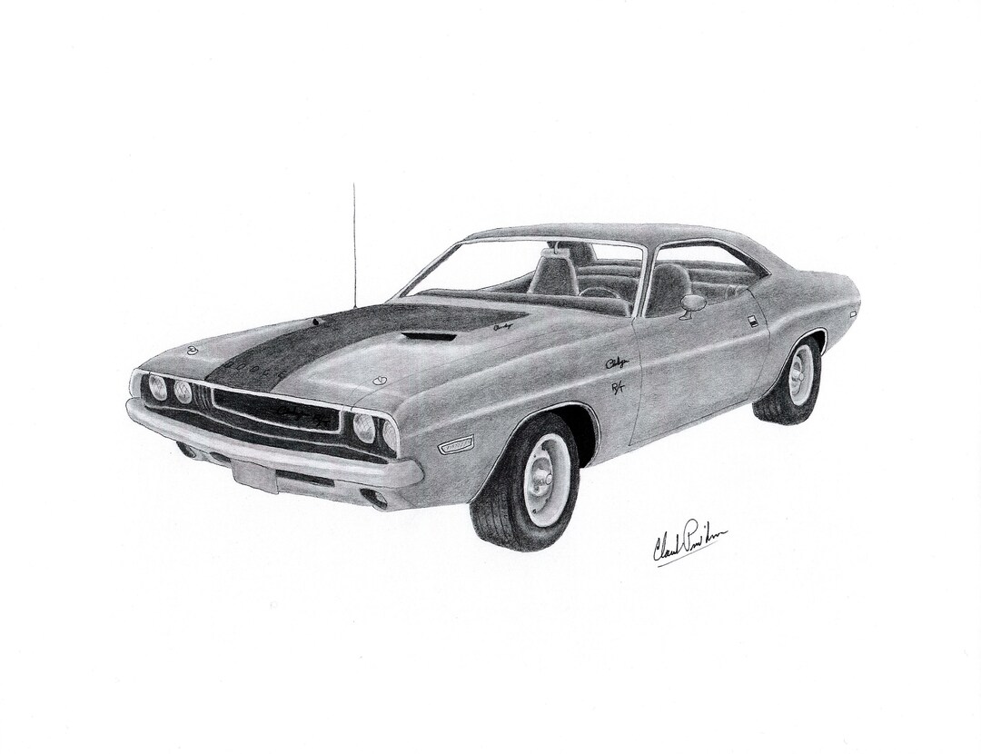 Challenger Wall Decoration, Print of My Drawing of a 1970 Challenger R ...