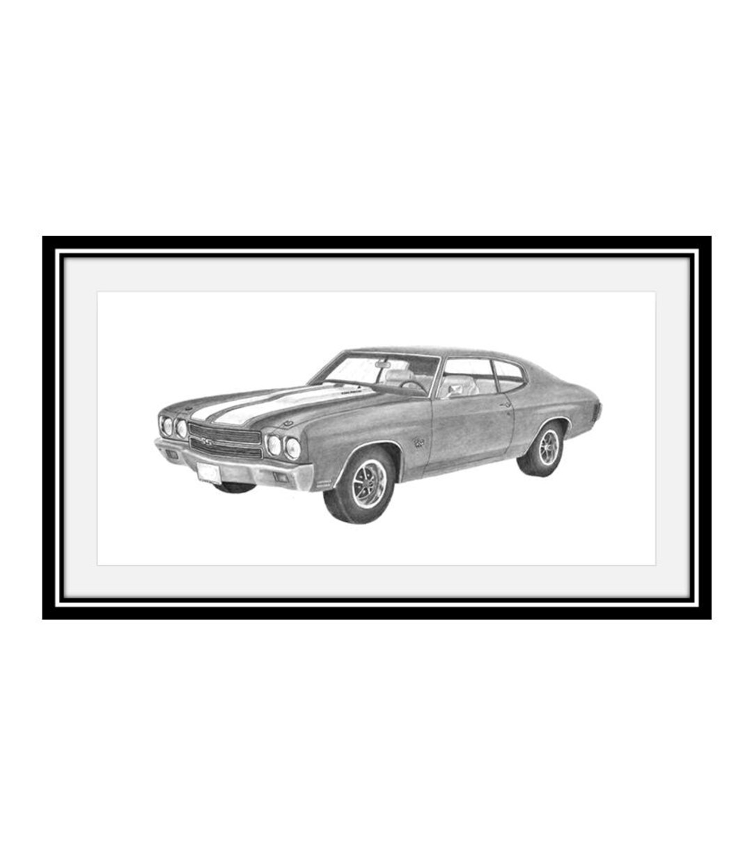 Print of My Original Pencil Drawing of a 1970 Chevelle - Etsy