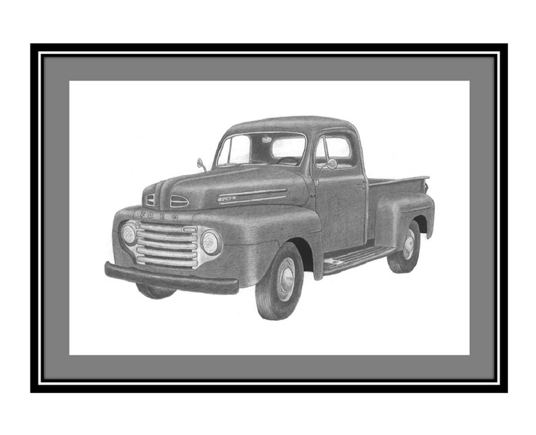 Print of My Pencil Drawing of a 1949 Ford Pickup, Ford Wall Decoration ...