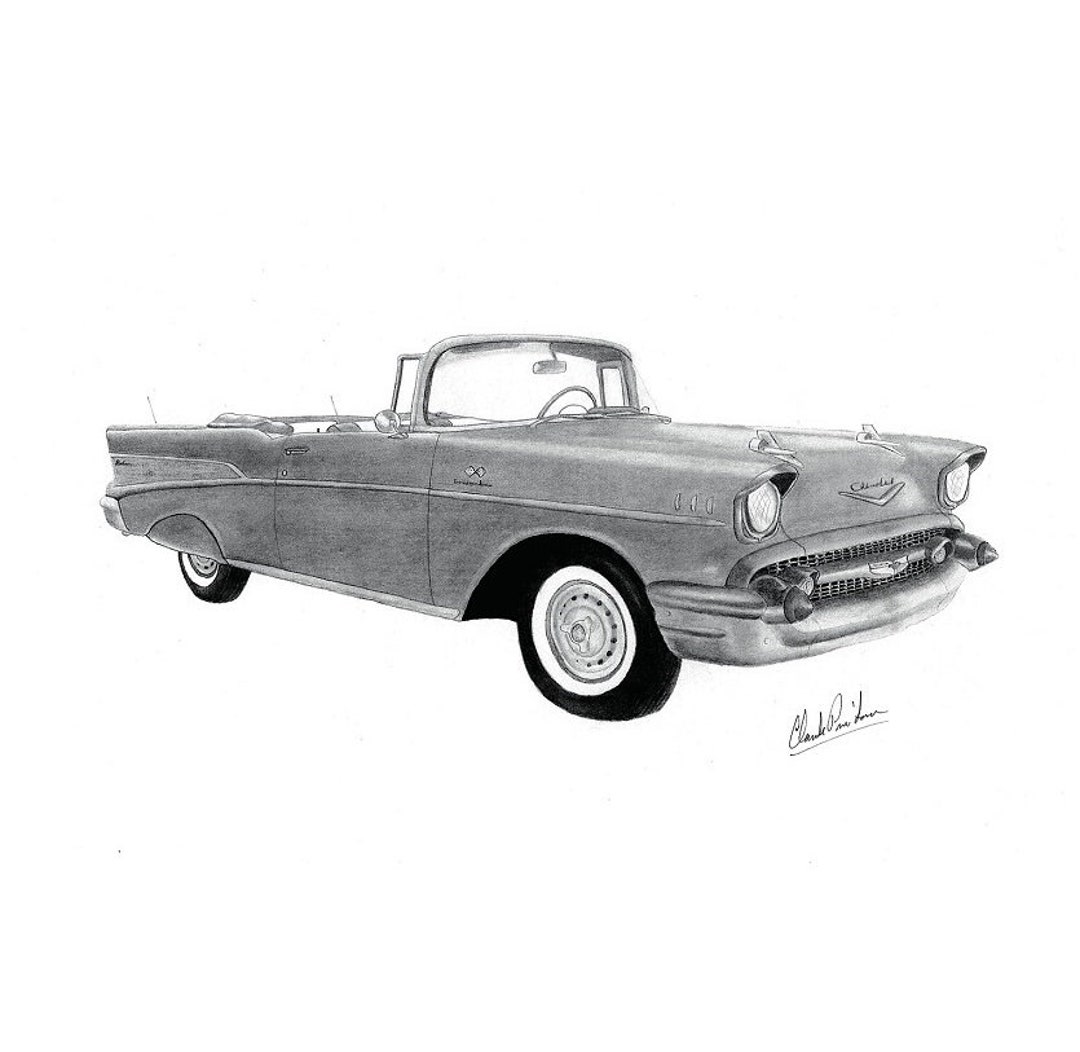 Print of My Drawing of a 1957 Chevrolet, Chevrolet Wall Decoration, - Etsy