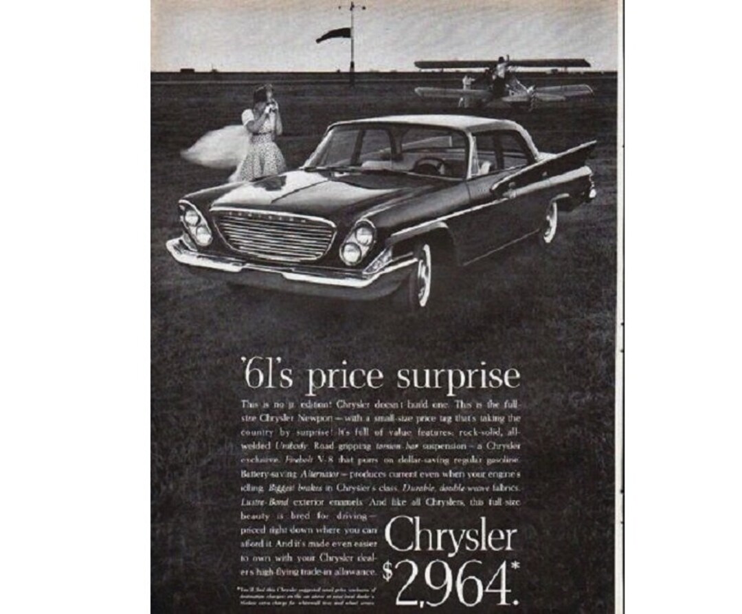 Original 10 X 13 Inches 1961 Chrysler Advertisement, Chrysler Wall ...