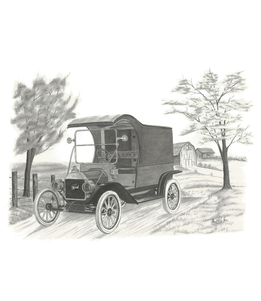 Print of My Drawing of a 1912 Ford Truck Drawing, Model T Wall ...