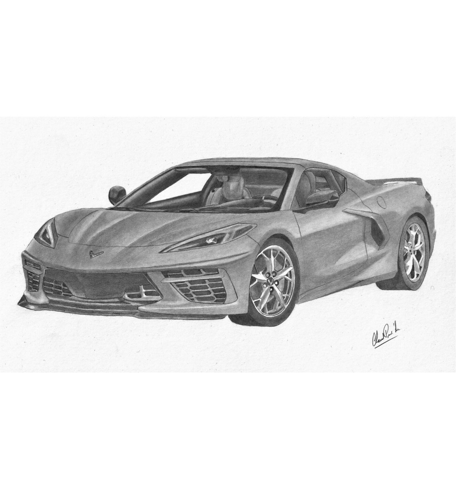 Print of My Drawing of a 2020 Corvette Corvette Wall - Etsy Canada