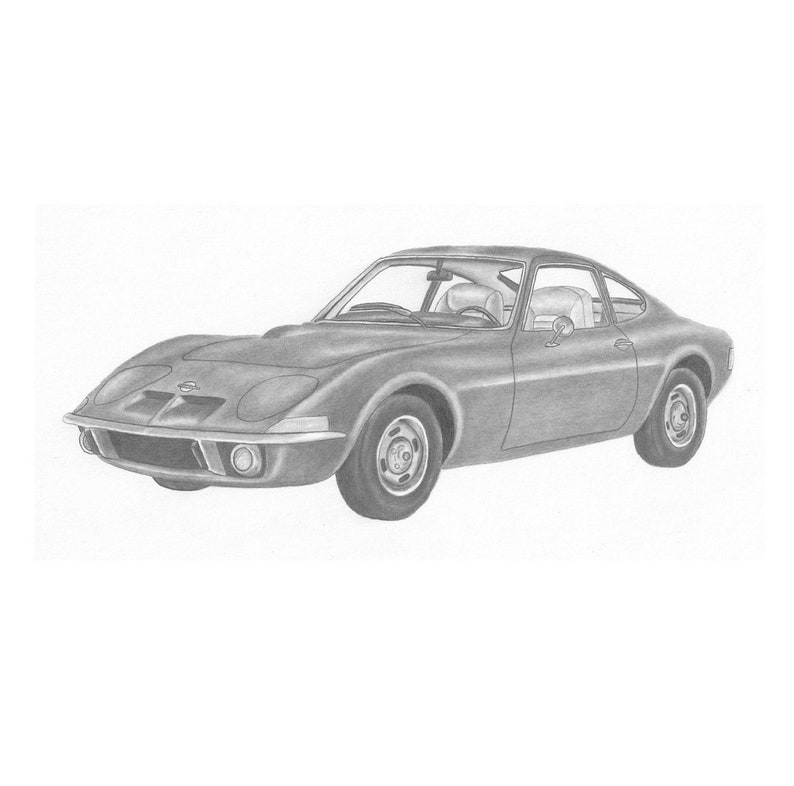 Print of My Original Drawing of a 1968 to 73 Opel GT, Opel Wall ...