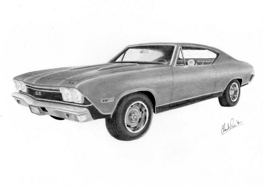 Print of My Drawing of a 1968 Chevelle , Chevelle Wall Decoration, - Etsy