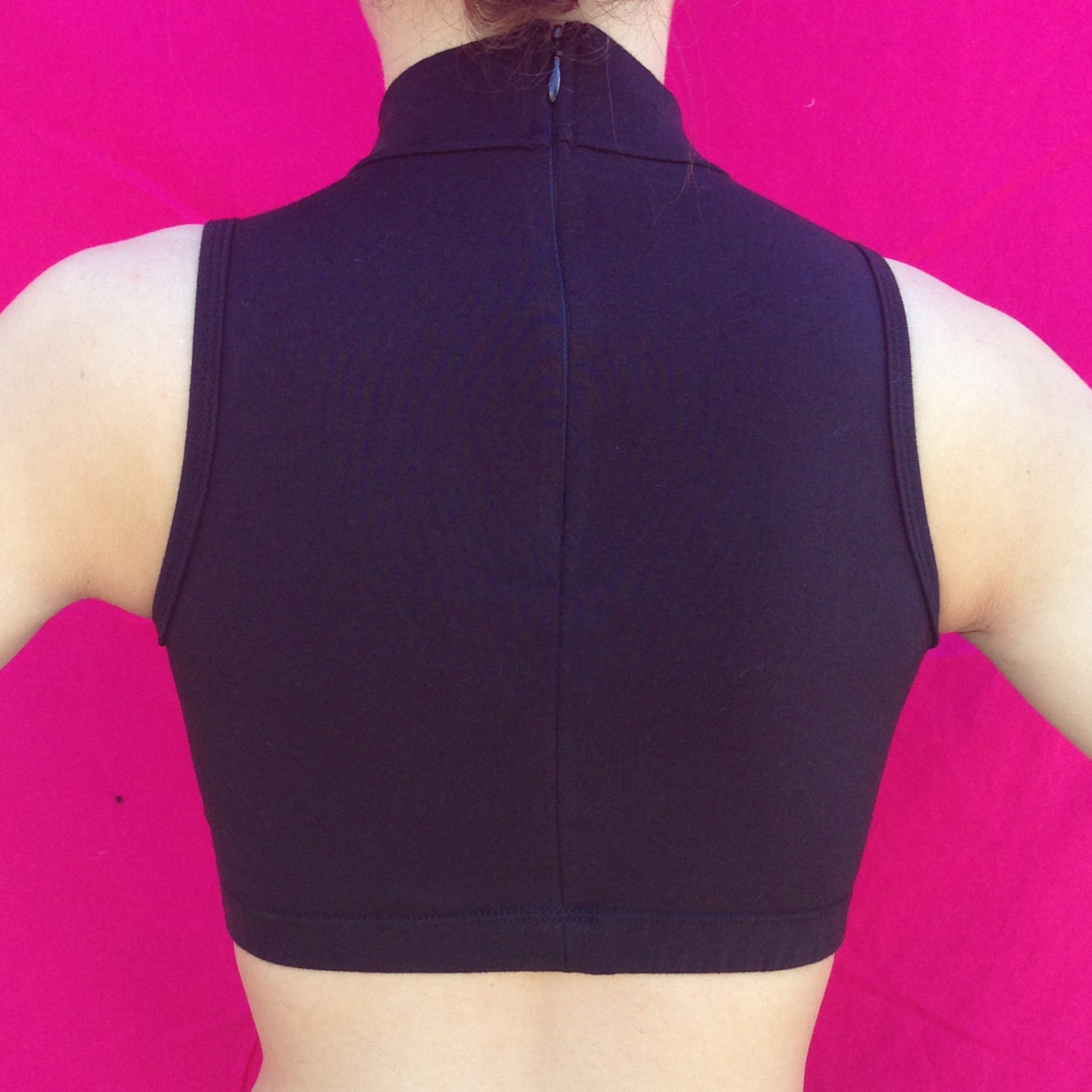 Stand Collar Sports Bra Crop Top in Cotton Metallic Sheen | Etsy