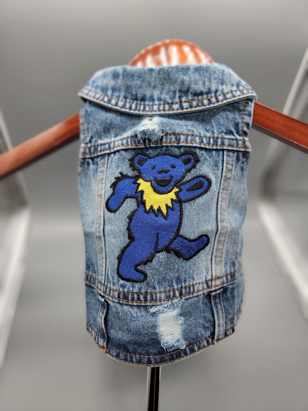 Grateful Dead Dancing Bear Denim Vest - Etsy