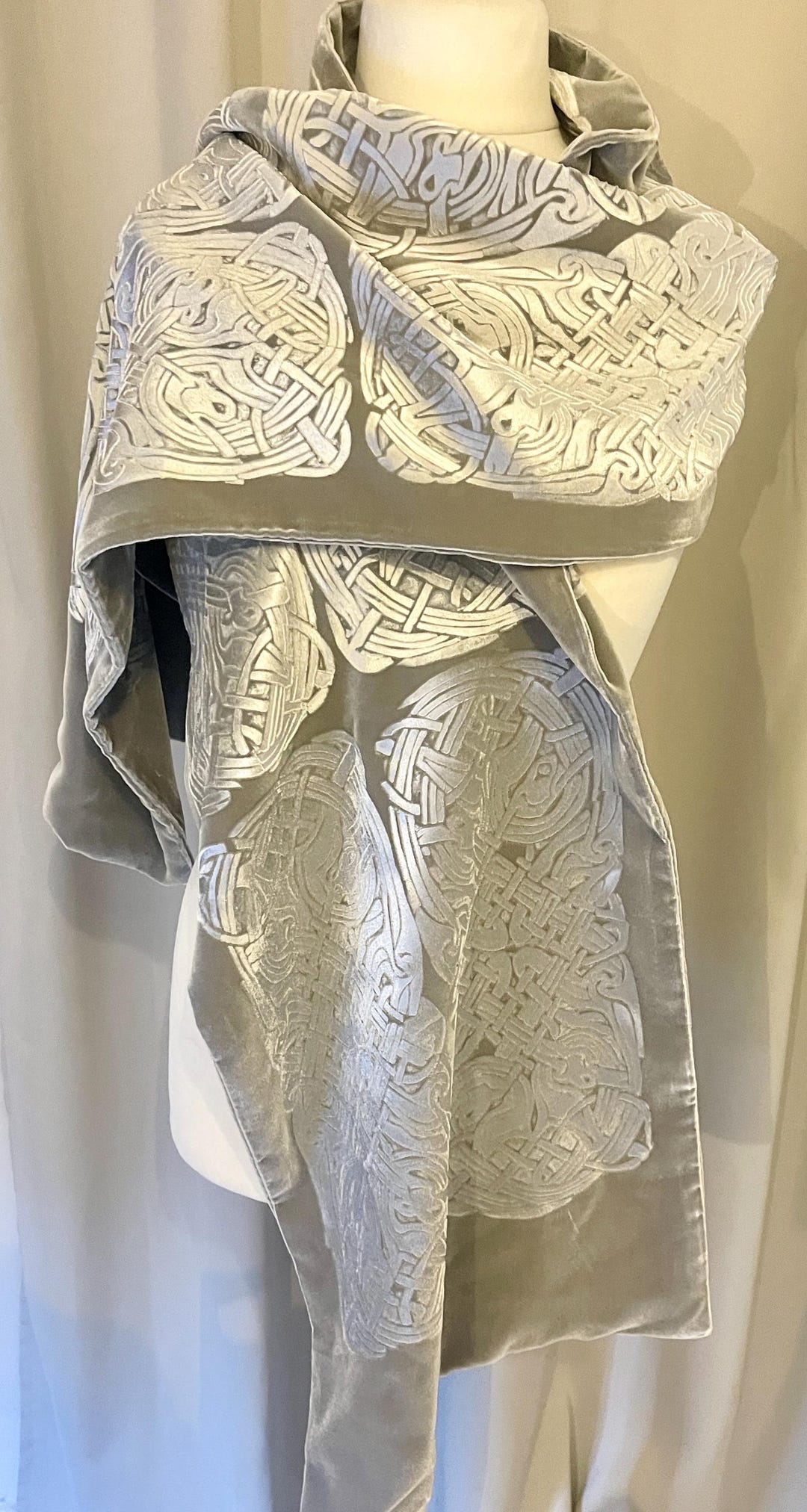 Extra Long Celtic Wrap Embossed Silver Velvet - Etsy