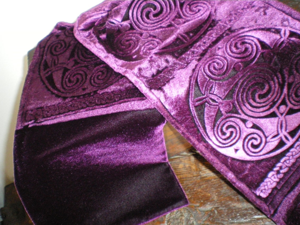 Hand Printed Embossed Velvet Scarf Celtic Spiral Design - Etsy