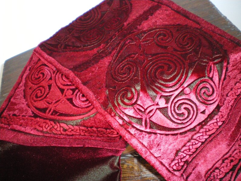 Hand Printed Embossed Velvet Scarf Celtic Spiral Design - Etsy