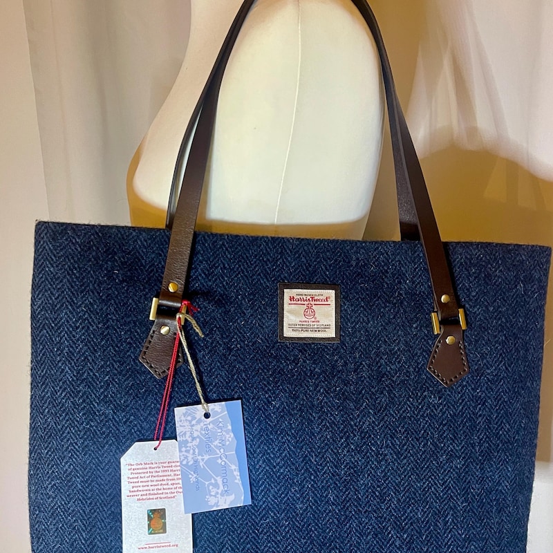 Blue Harris Tweed Tote - Etsy
