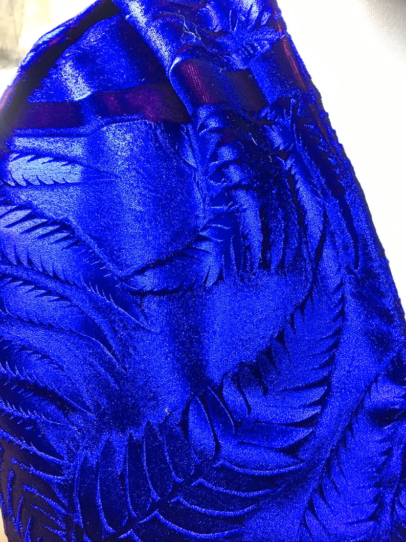 Hand Printed Embossed Velvet Scarf Botanical Fern Design - Etsy