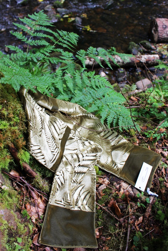 Hand Printed Embossed Velvet Scarf Botanical Fern Design | Etsy