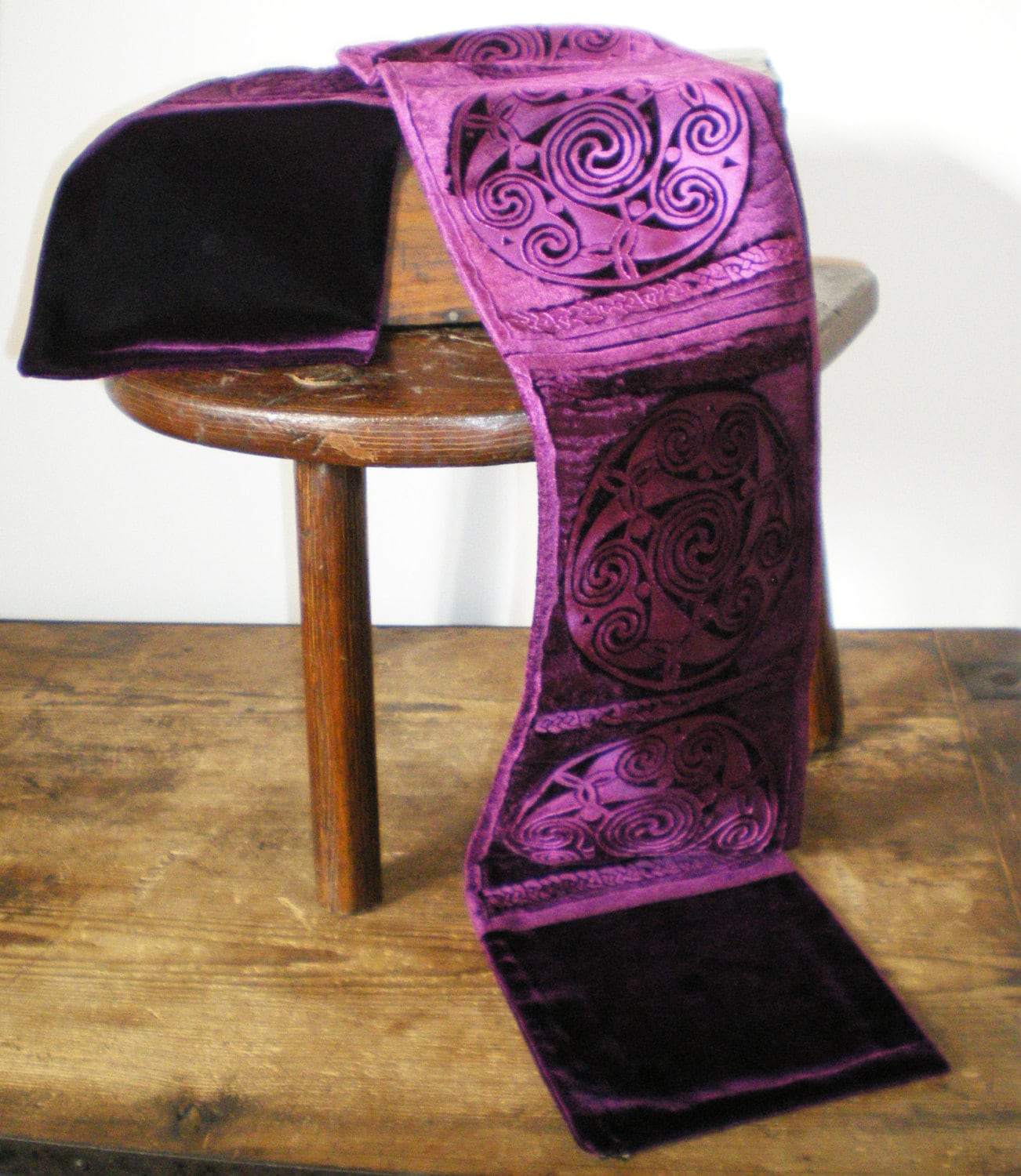 Hand Printed Embossed Velvet Scarf Celtic Spiral Design - Etsy