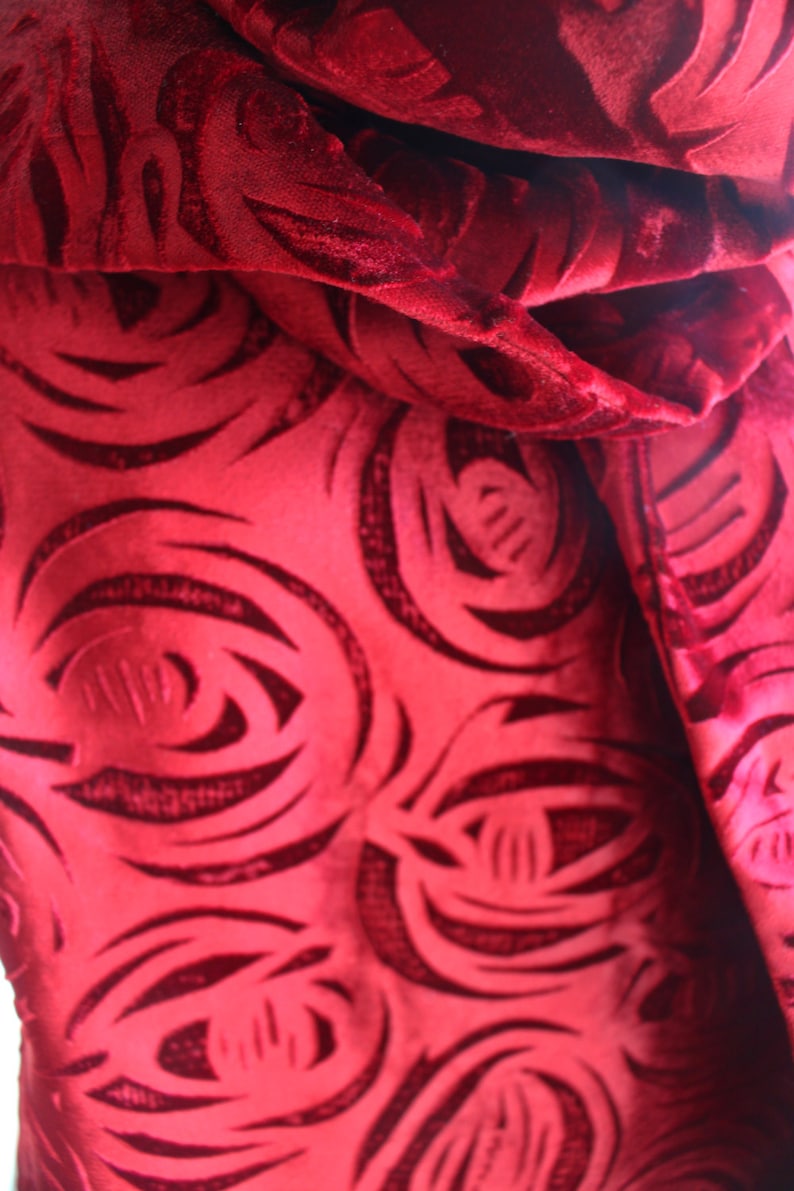 Charles Rennie Mackintosh Rose Design Crimson Embosssed Velvet - Etsy UK