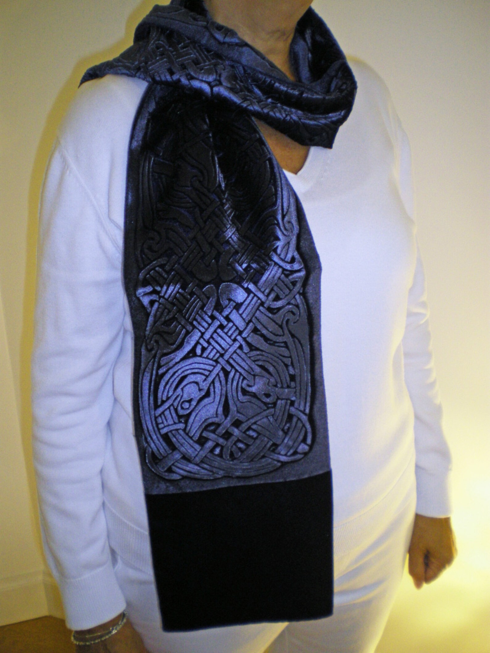 Hand Printed Embossed Velvet Scarf Celtic Design - Etsy