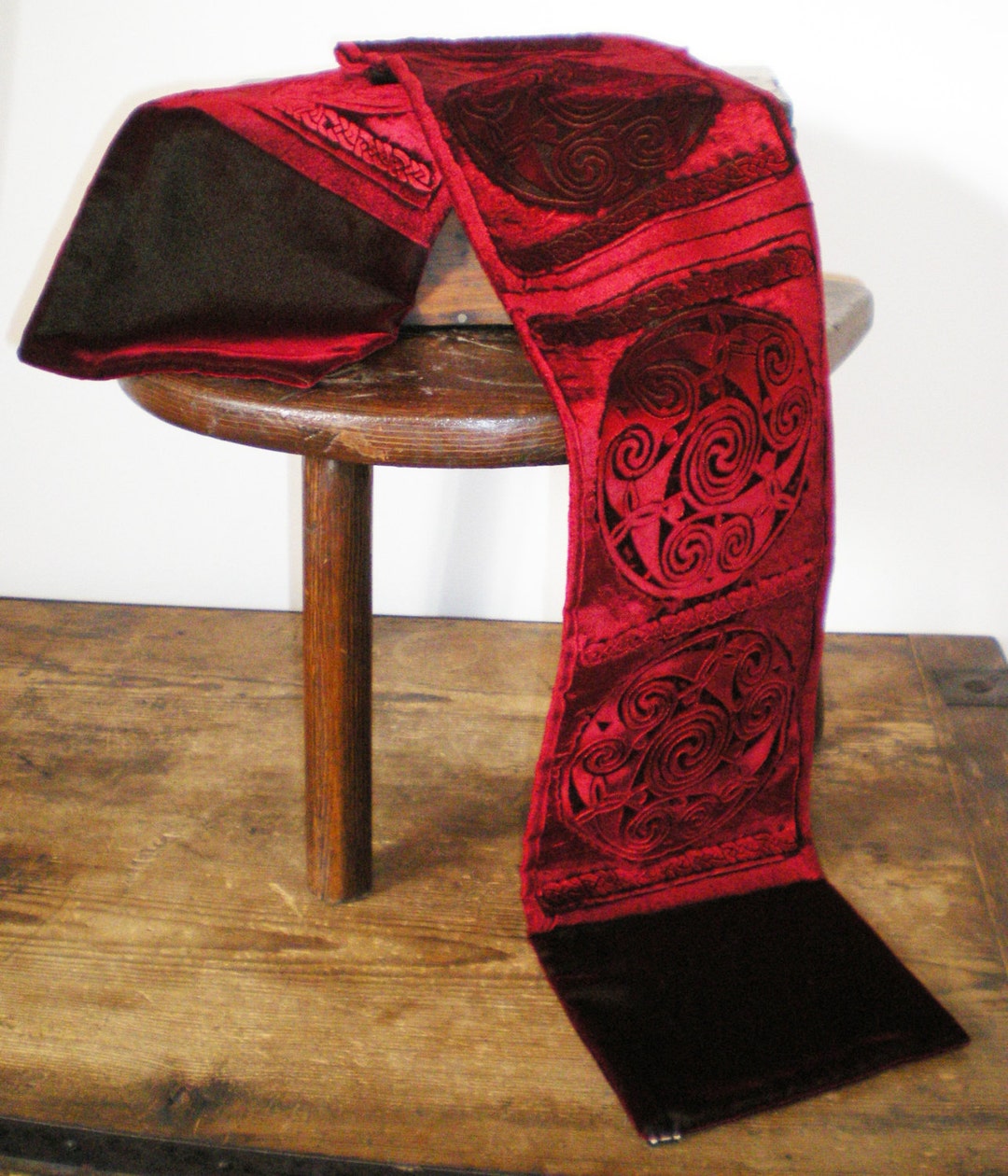 Hand Printed Embossed Velvet Scarf Celtic Spiral Design - Etsy