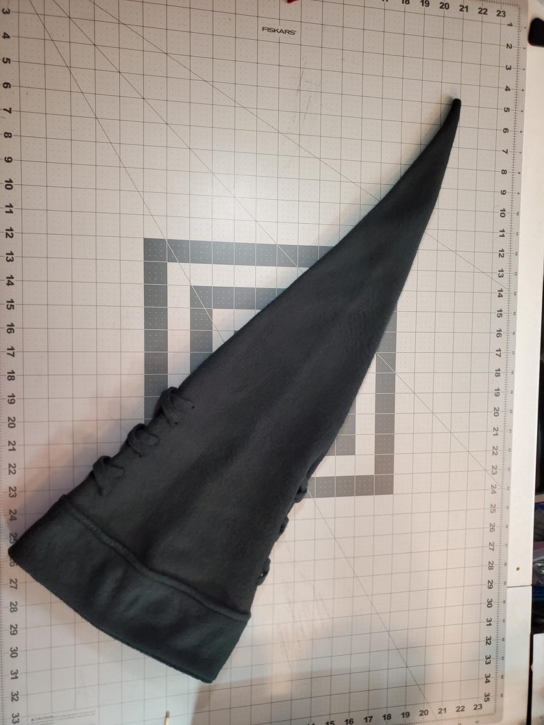 Black Pointed Fleece Hat With Black Laces (ready to Ship) - Etsy
