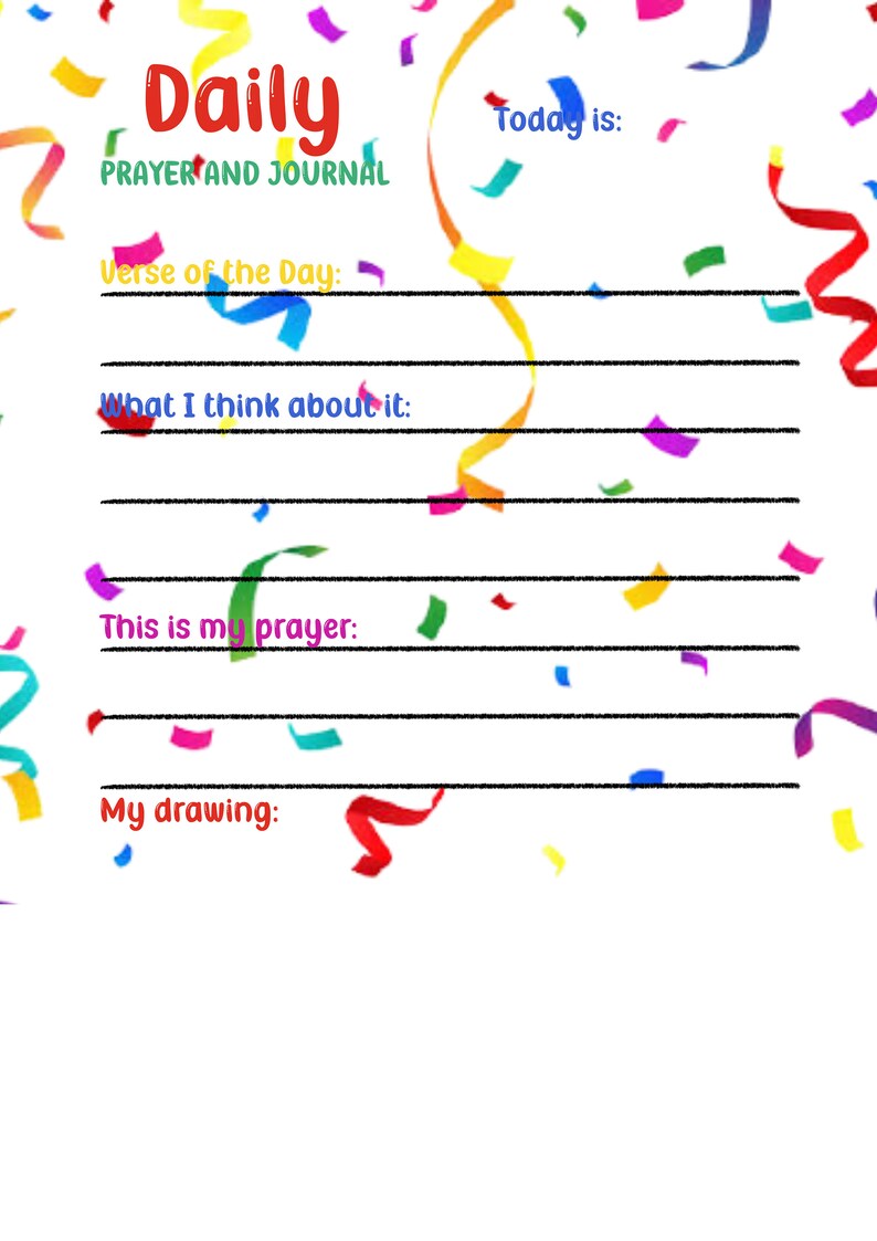 Kids Daily Prayer and Journal Page - Etsy