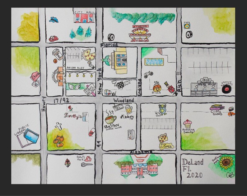 Downtown Deland Map Print | Etsy