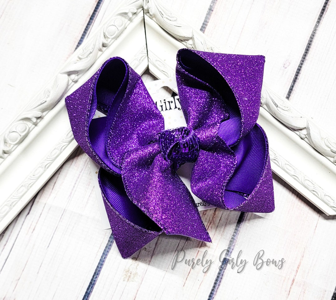 Purple Glitter Hair Bow Purple Shimmer Hairbow Purple Hair Bow - Etsy