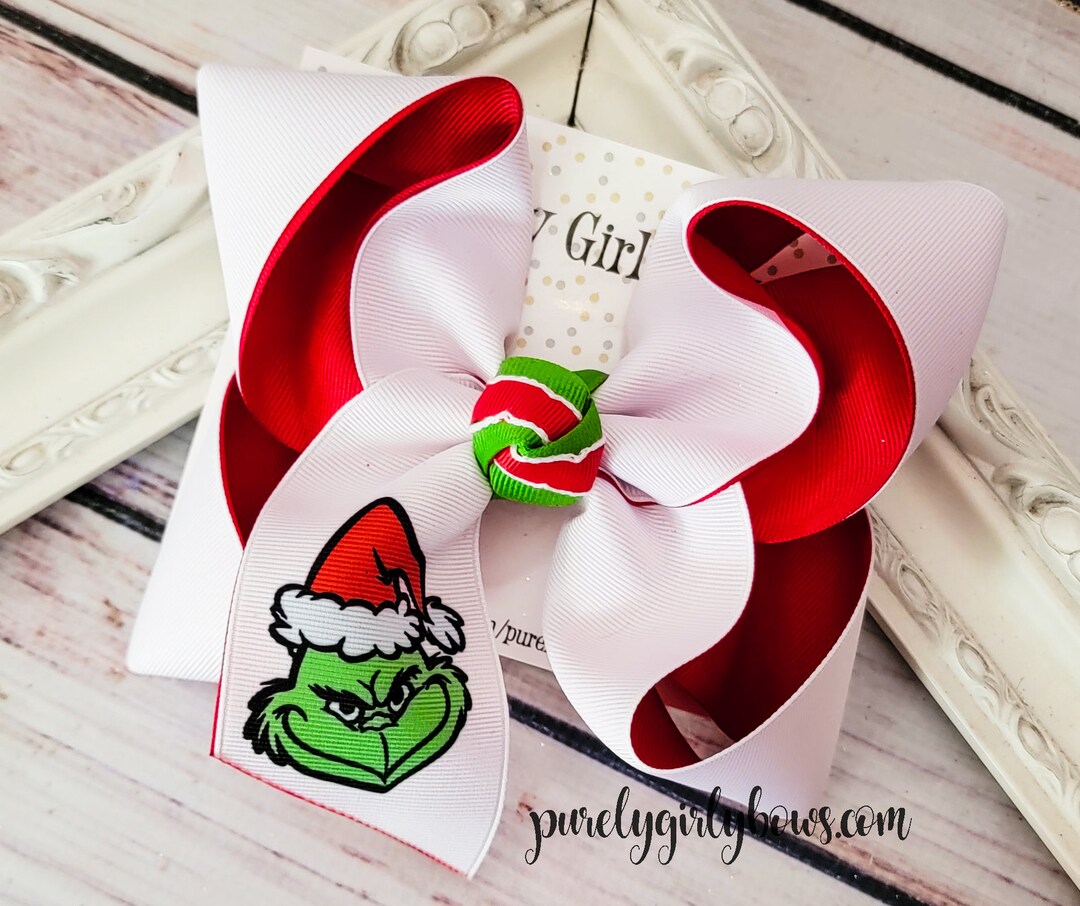 Grinch Hairbow Grinch Bow Christmas Hairbow - Etsy